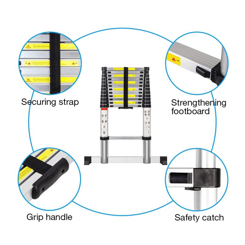 Extendable Telescoping Ladder - Collapsible Aluminum Ladder