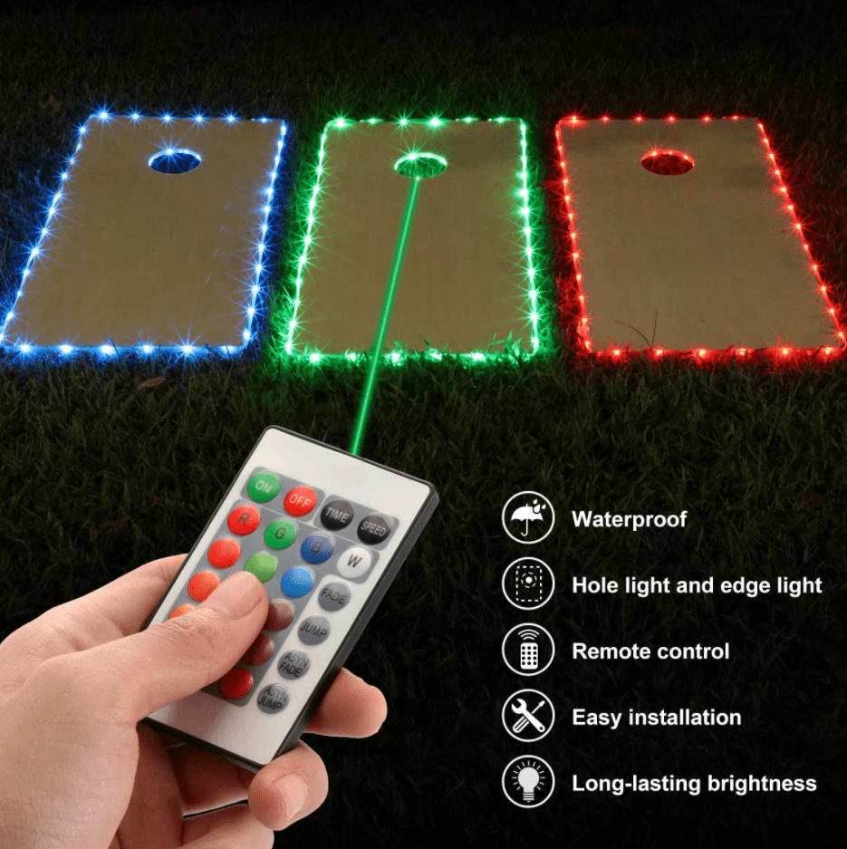 16 Colors Cornhole Board LED Lights - Corn Hole Edge and Ring Night Li